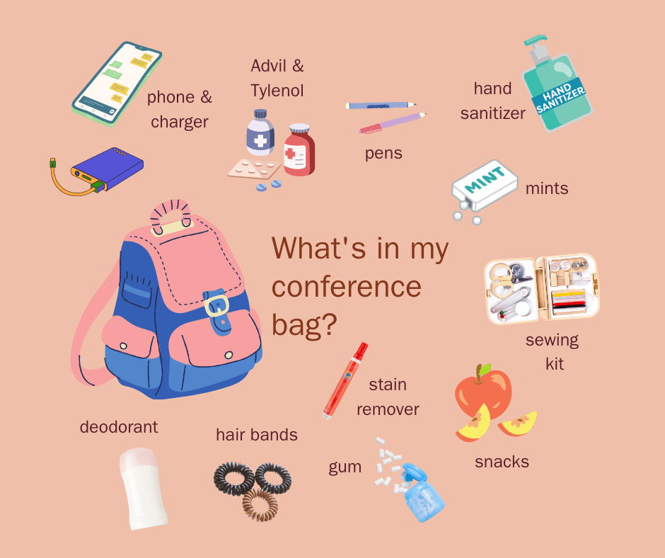 What to pack in your conference survival kit bag.